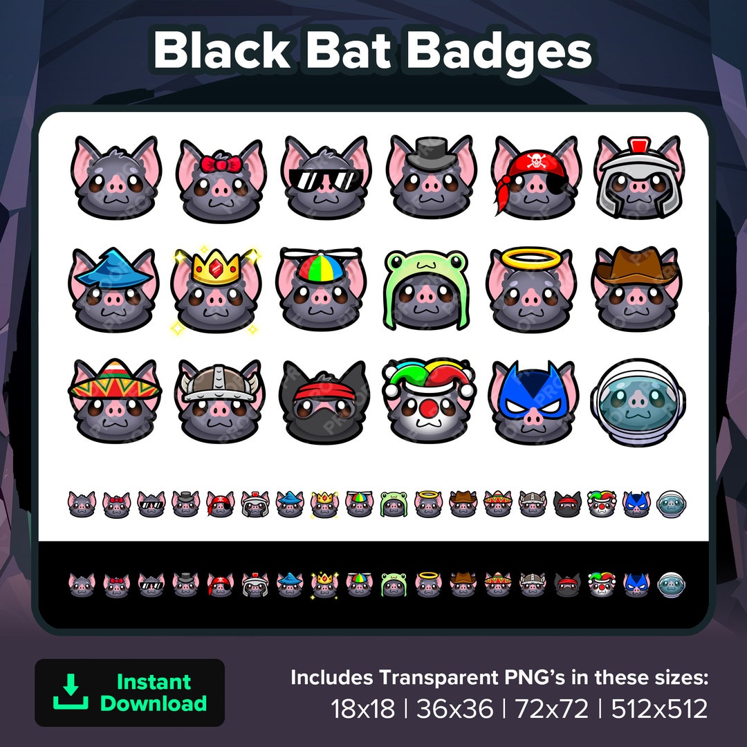 Bat Twitch Badges Bit Badges Channel Points Discord Badges Youtube ...