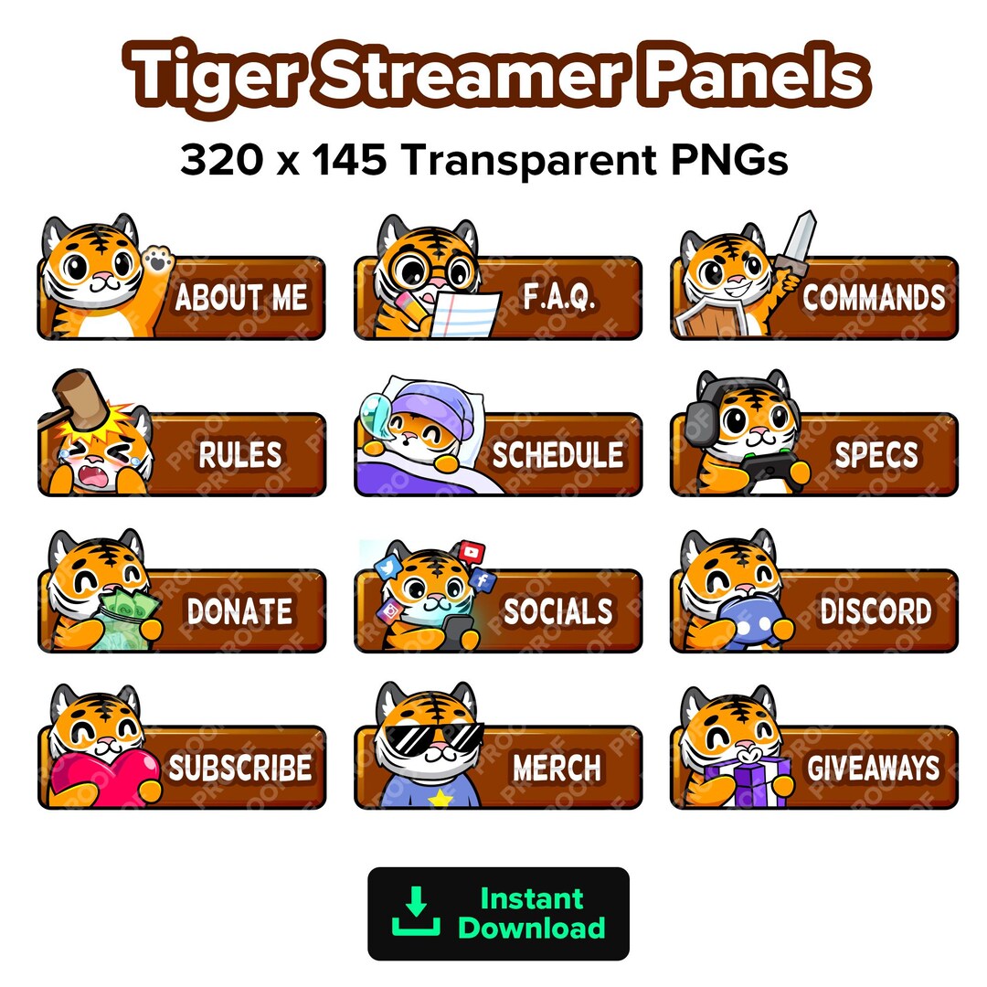 Tiger Twitch Panels for Streaming, Youtube Panels, Kick Panels, Rumble ...