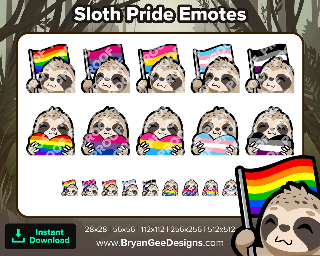 Sloth Pride Twitch Emotes, Youtube Emotes, Discord Emotes, Kick Emotes ...