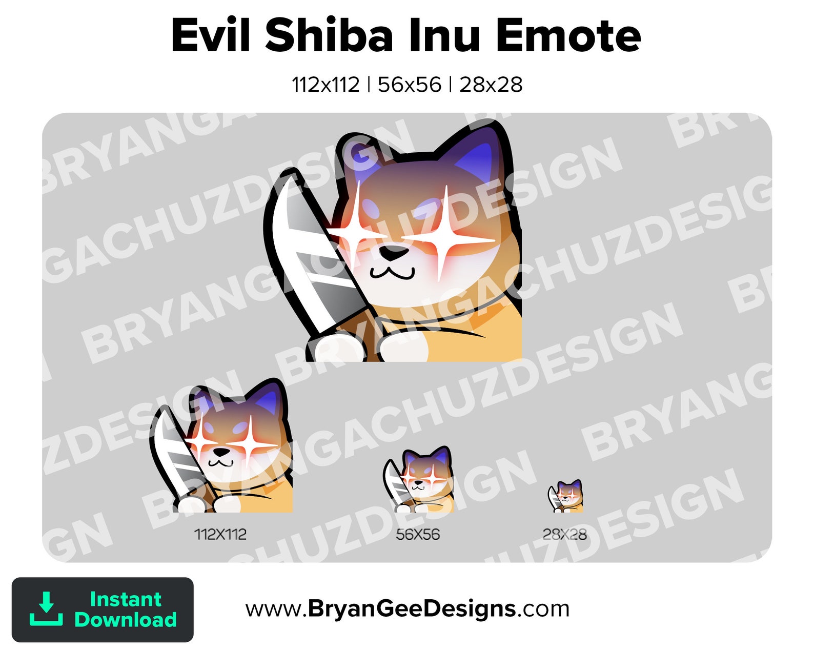 Cute Chibi Kawaii Evil Shiba Inu Dog Knife Emote for Twitch - Etsy
