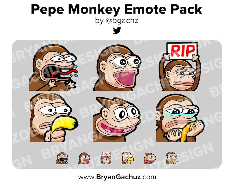 Pepe Monkey Emote Pack for Twitch Discord or Youtube - Etsy