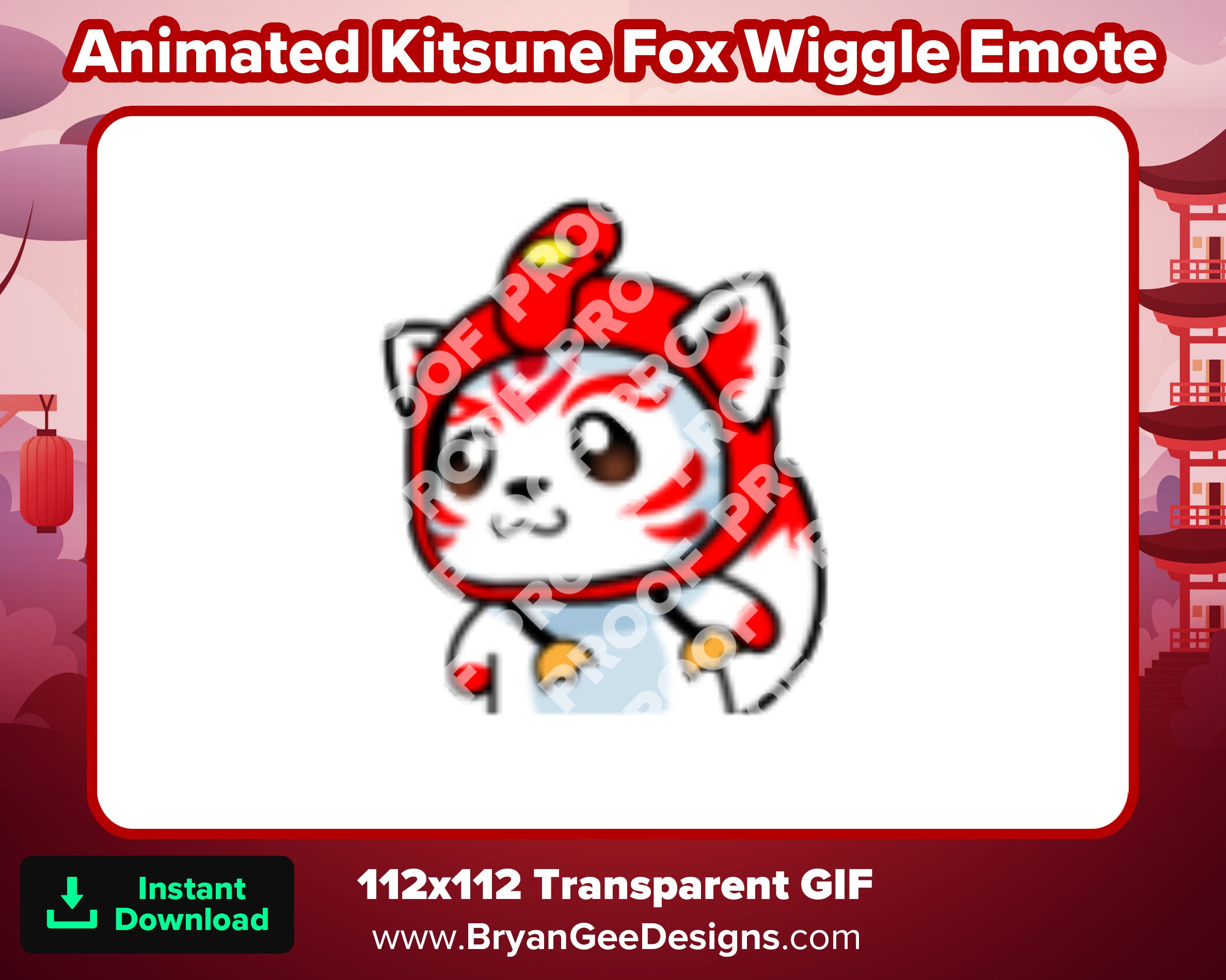 Animated Kitsune Fox Wiggle Emote for Twitch - Etsy Australia