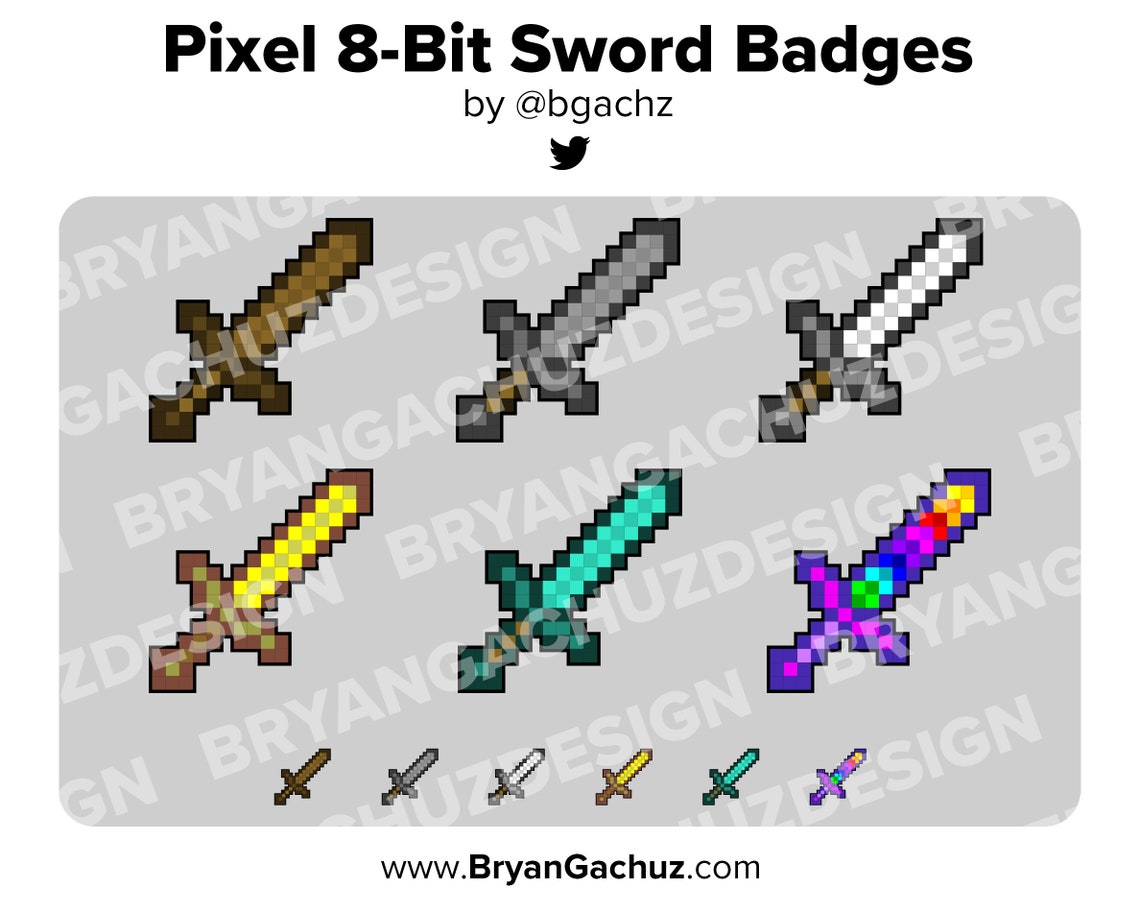 Pixel Sword Twitch Badges Bit Badges Channel Points Discord Badges ...