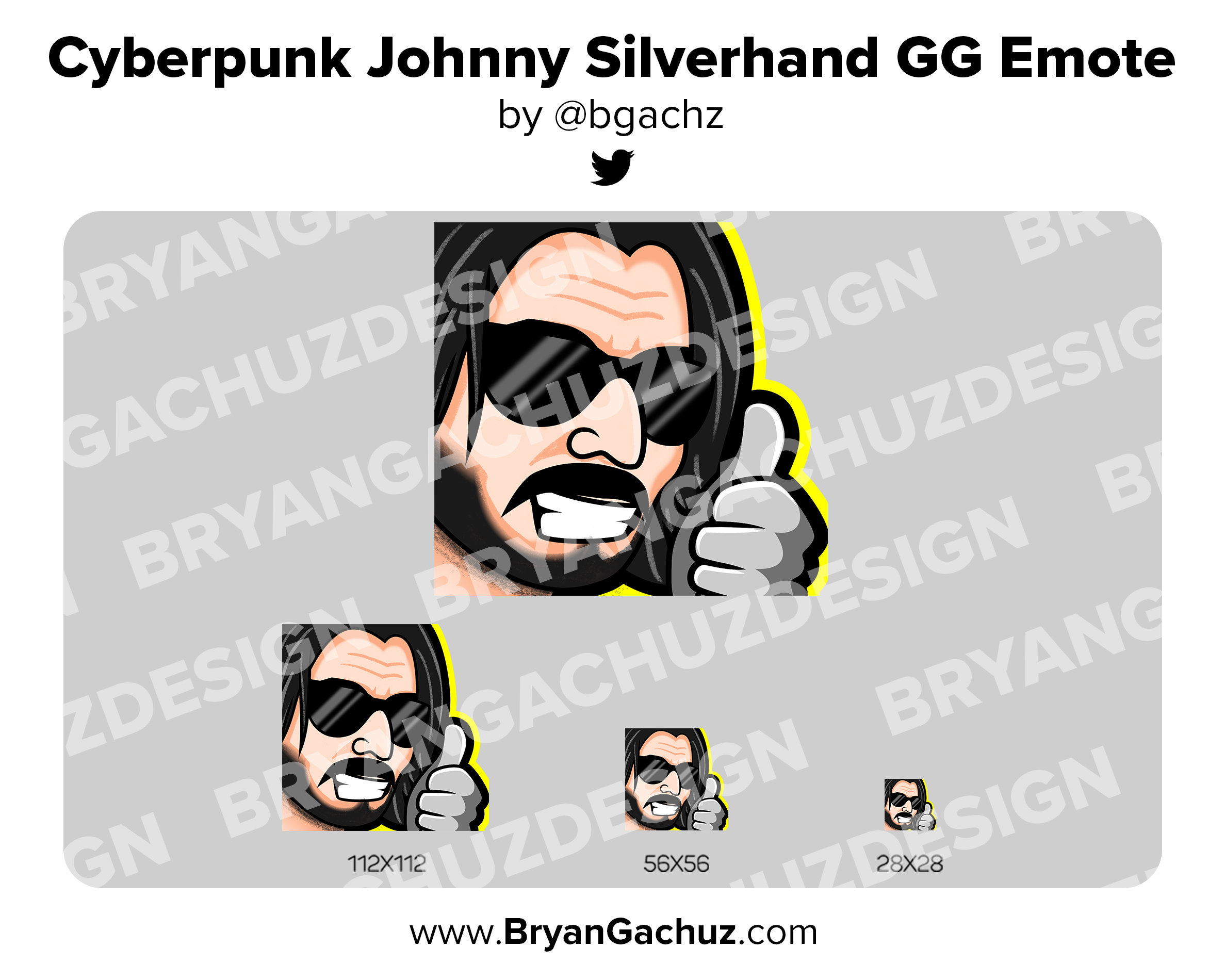 Cyberpunk Keanu Johnny Silverhand GG Emote for Twitch Discord | Etsy