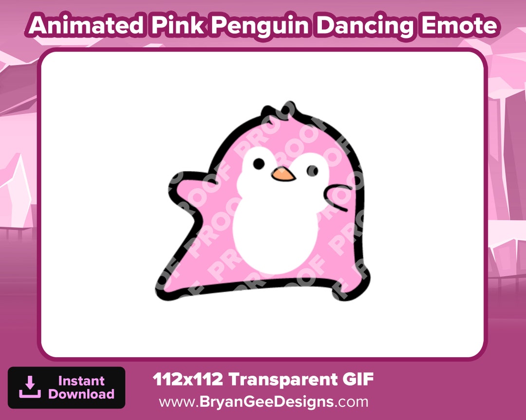 Animated Pink Penguin Dancing Emote for Twitch or Discord, Pink Penguin ...