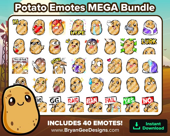 Potato Twitch Emotes MEGA Bundle for Streaming Youtube Emotes - Etsy Canada