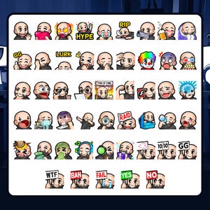 Bald Guy With Beard Twitch Emotes MEGA Bundle for Streaming, Youtube ...