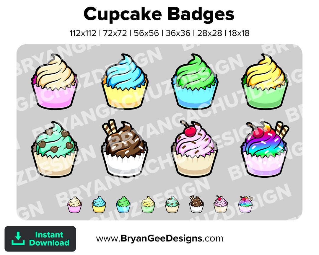 Cupcake Twitch Badges Bit Badges Channel Points Discord Badges Youtube ...