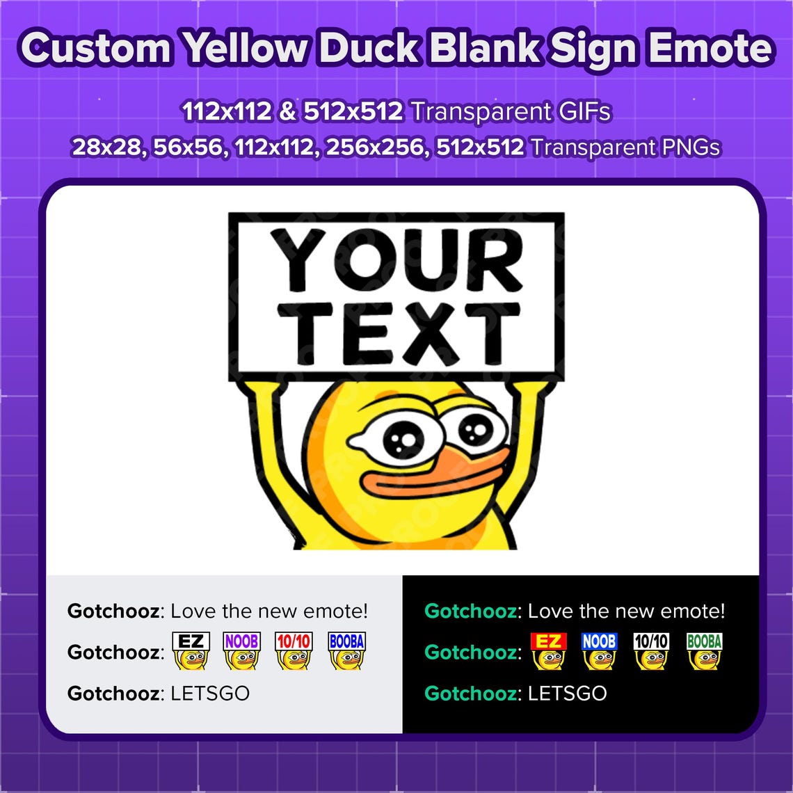 Custom Animated Pepe Yellow Duck Sign Emote for Twitch, Discord, Kick ...