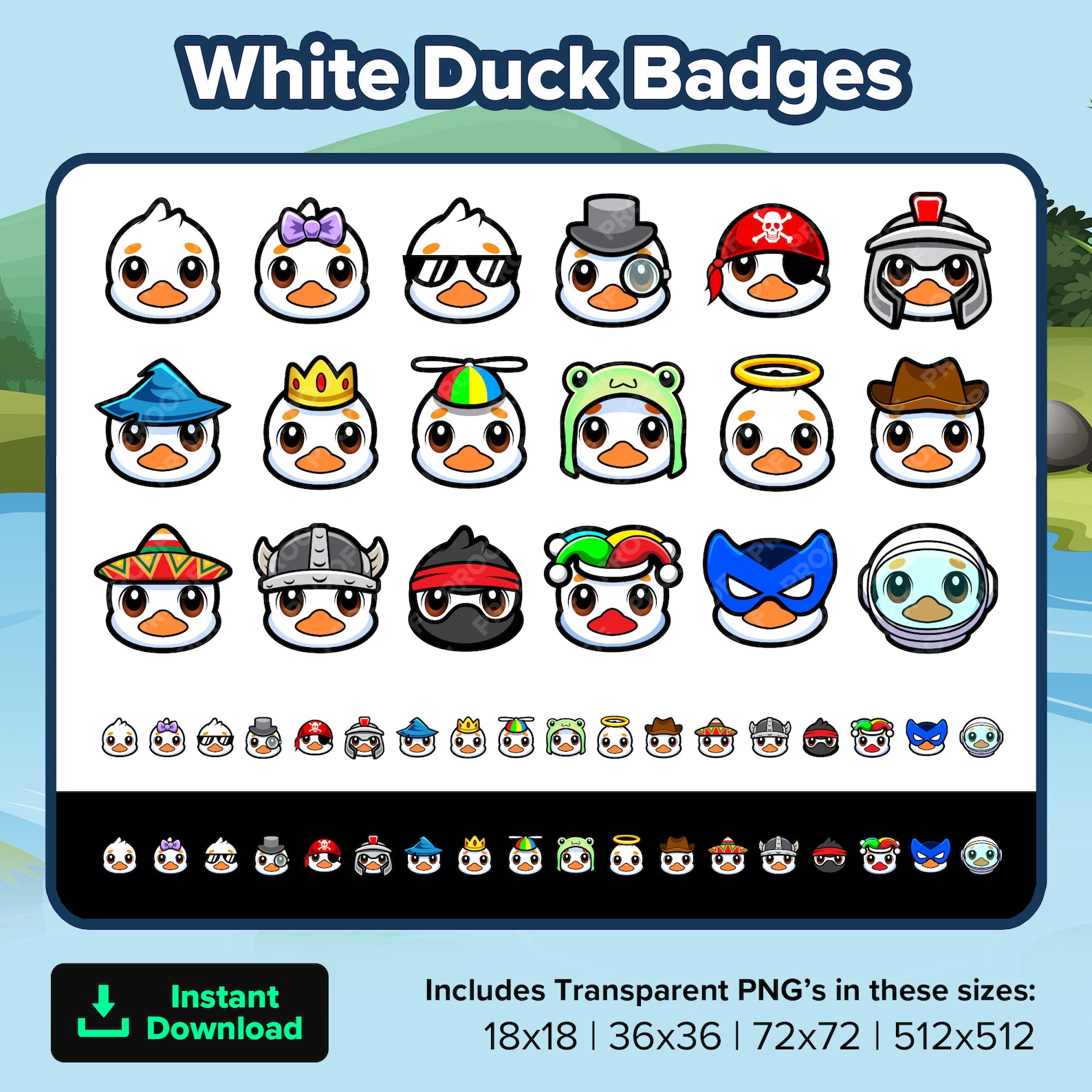 White Duck Twitch Badges Bit Badges Channel Points Discord Badges ...