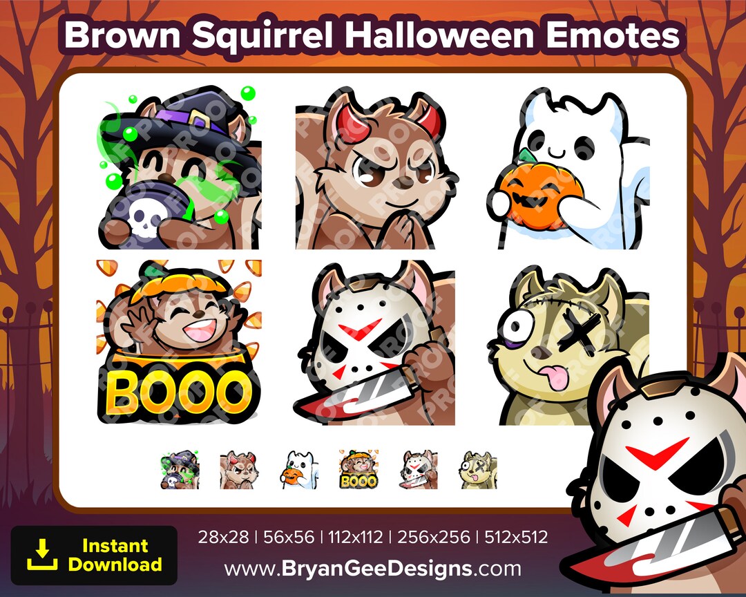 Brown Squirrel Halloween Twitch Emotes Spooky Sip Devil Ghost Pumpkin ...