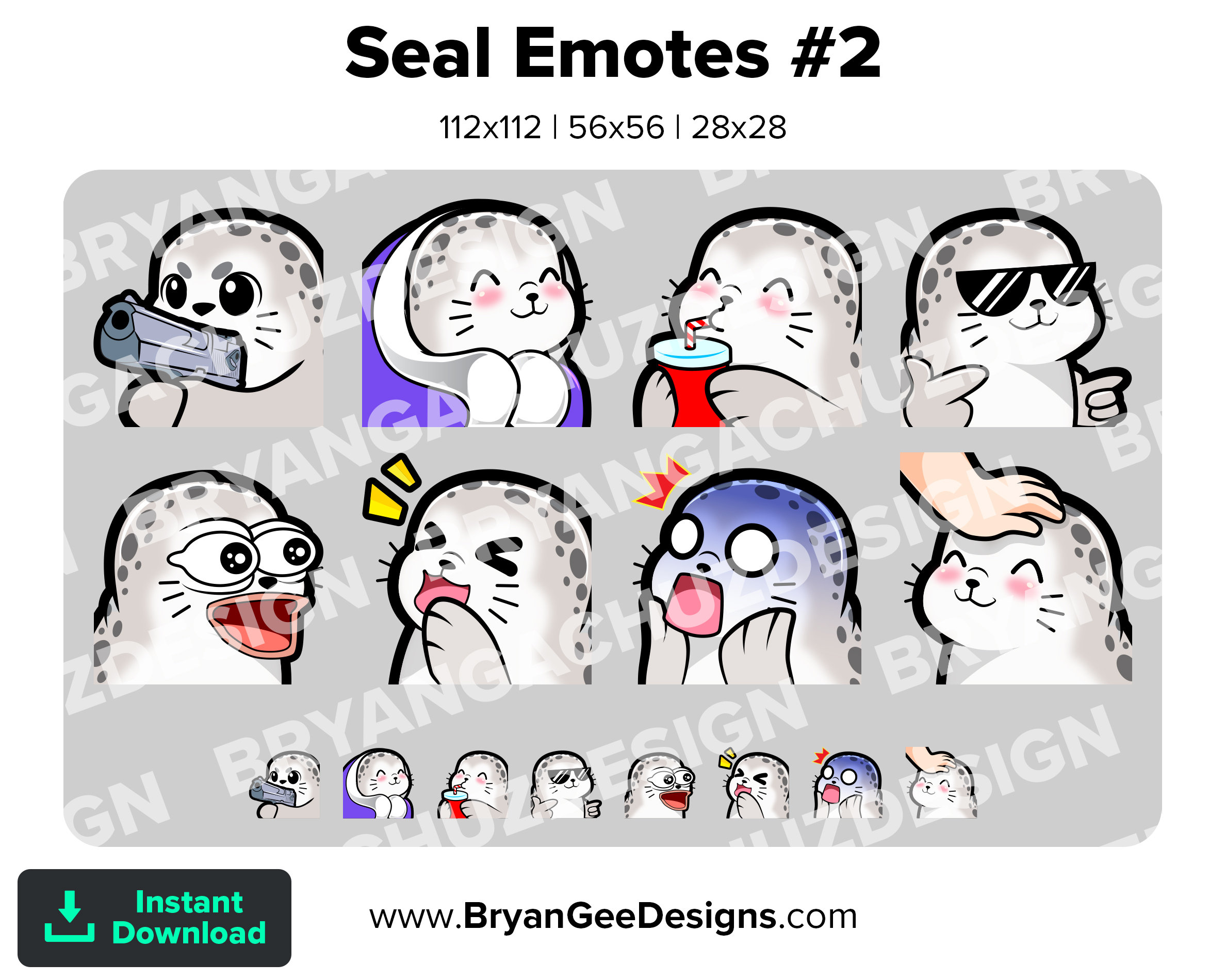 Seal Sea Lion Twitch Emotes for Streaming Gun Cozy SIP Cool - Etsy