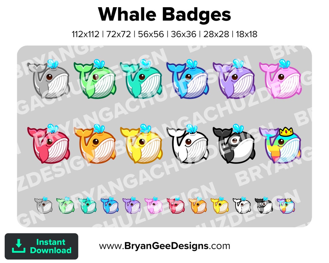 Cute Chibi Kawaii Whale Subscriber - Loyalty - Bit Badges - Channel ...