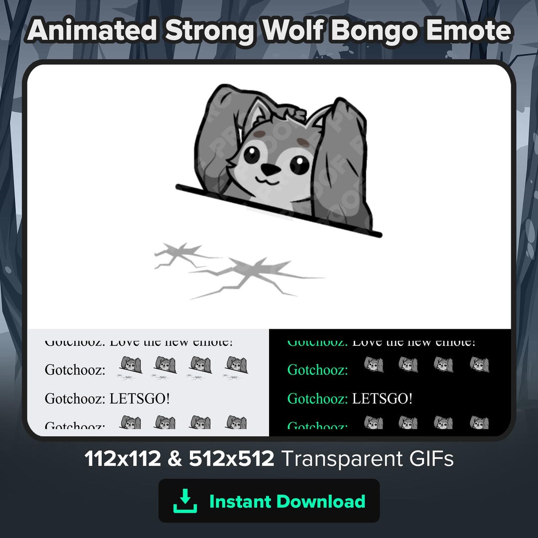 Strong Bongo Wolf Animated Emote for Twitch Discord Kick Tiktok - Etsy