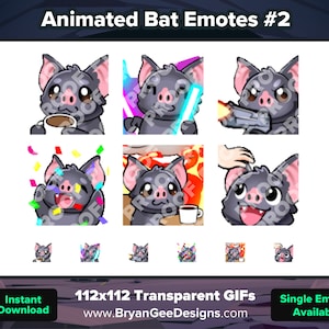 Animated Bat Twitch Emotes Sip Rave Dance Gun Hype Party This - Etsy ...