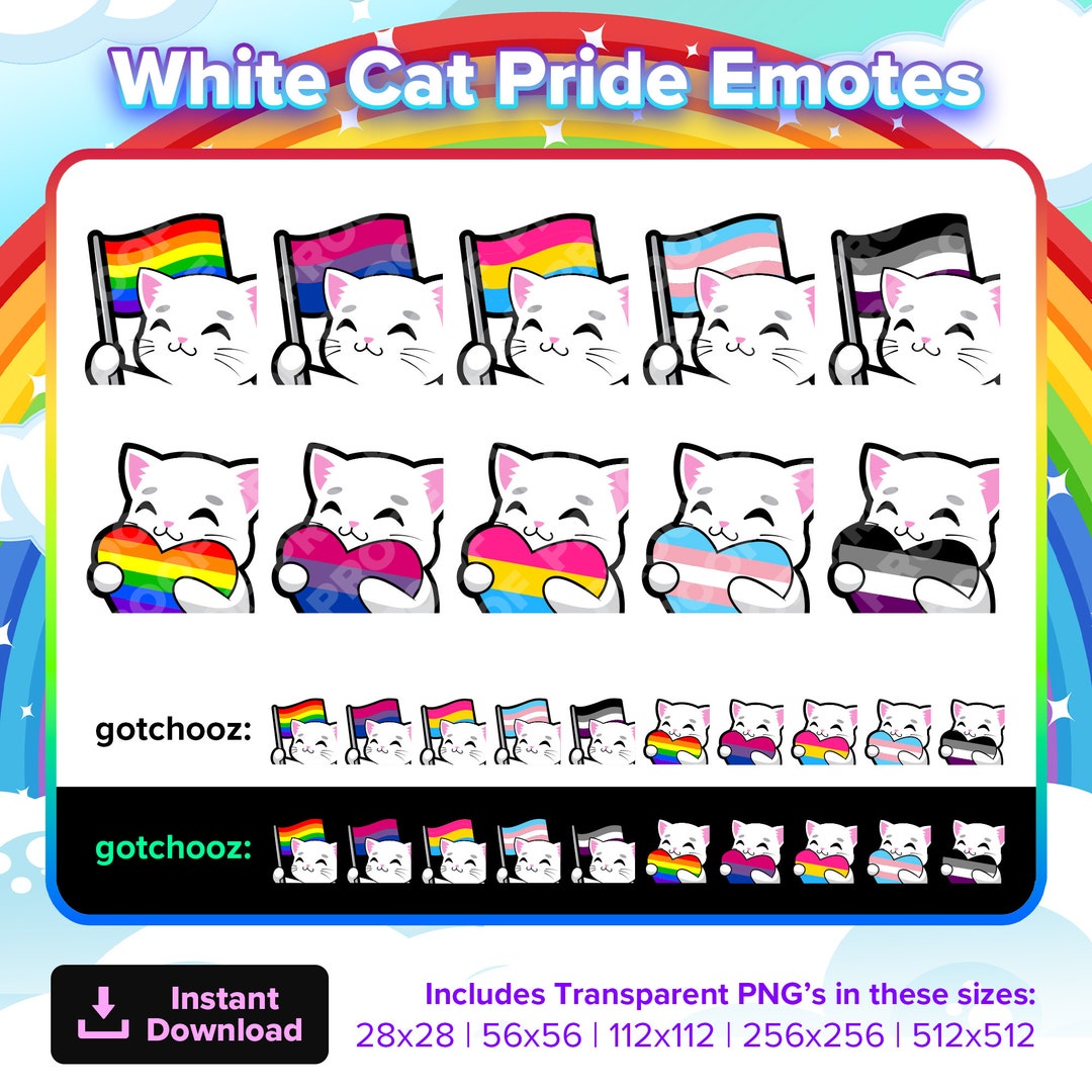White Cat Pride Twitch Emotes, Youtube Emotes, Discord Emotes, Kick ...