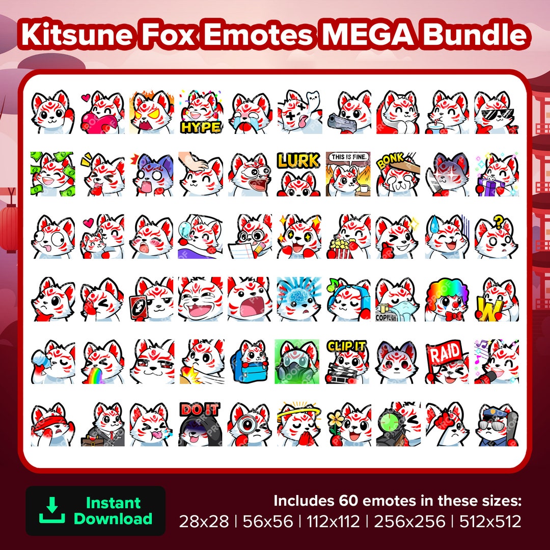 Buy Kitsune Fox Twitch Emotes MEGA Bundle for Streaming, Youtube Emotes ...