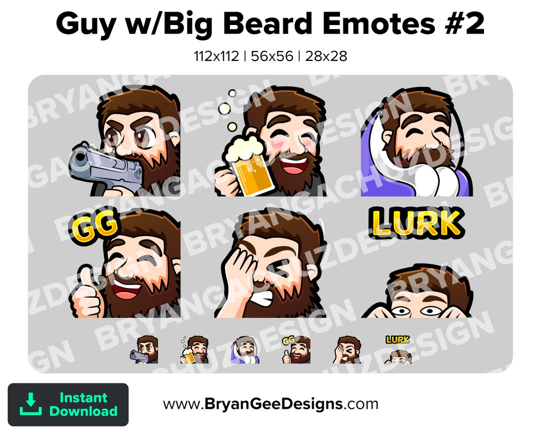 Brown Hair Guy With Big Beard Gun Cheers Cozy GG Facepalm Lurk - Etsy