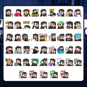 Black Hair Guy With Big Beard Twitch Emotes MEGA Bundle for Streaming ...