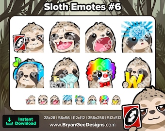 10 Sloth Twitch Emotes Pack 3 - Etsy