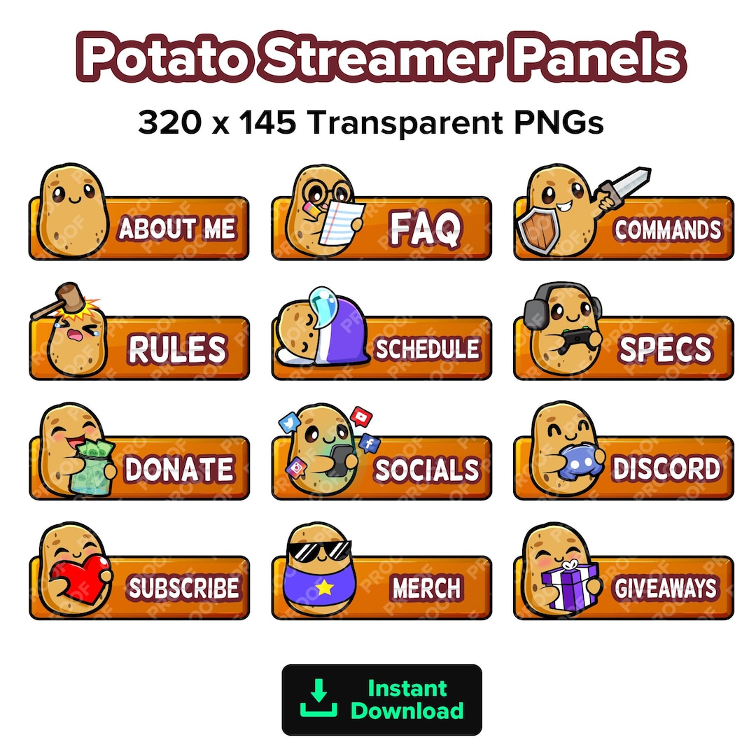 Potato Twitch Panels for Streaming, Youtube Panels, Kick Panels, Rumble ...