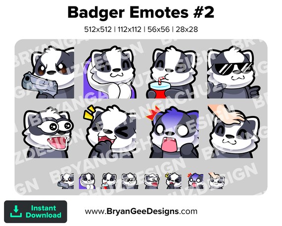 Badger Twitch Emotes Gun Cozy Sip Cool POG LUL Laughing Scared - Etsy