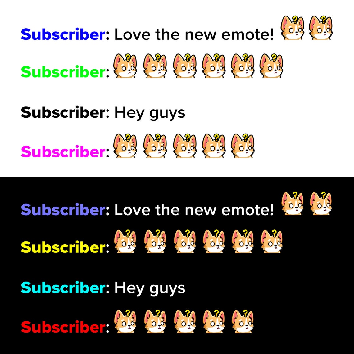Corgi Twitch Emotes Popcorn Wink Nervous Think Facepalm - Etsy