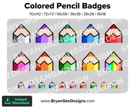 Colored Pencil Twitch Badges Bit Badges Channel Points Discord - Etsy