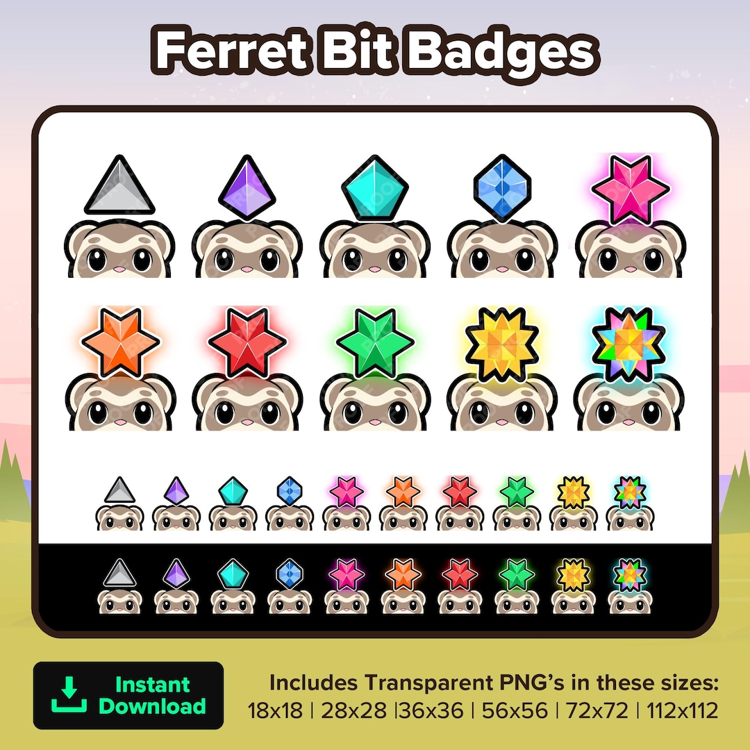 Ferret Bit Badges | Twitch Bits Badges | Bits | Weasel Bit Badges ...