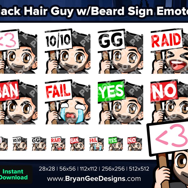 Twitch Emotes Black Hair Beard - Etsy
