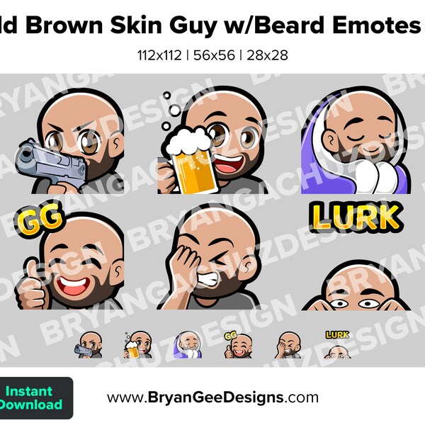 Twitch Emotes Bald With Beard - Etsy