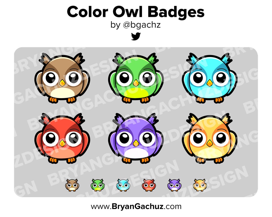 Color Owl Twitch Badges Bit Badges Channel Points Discord Badges ...