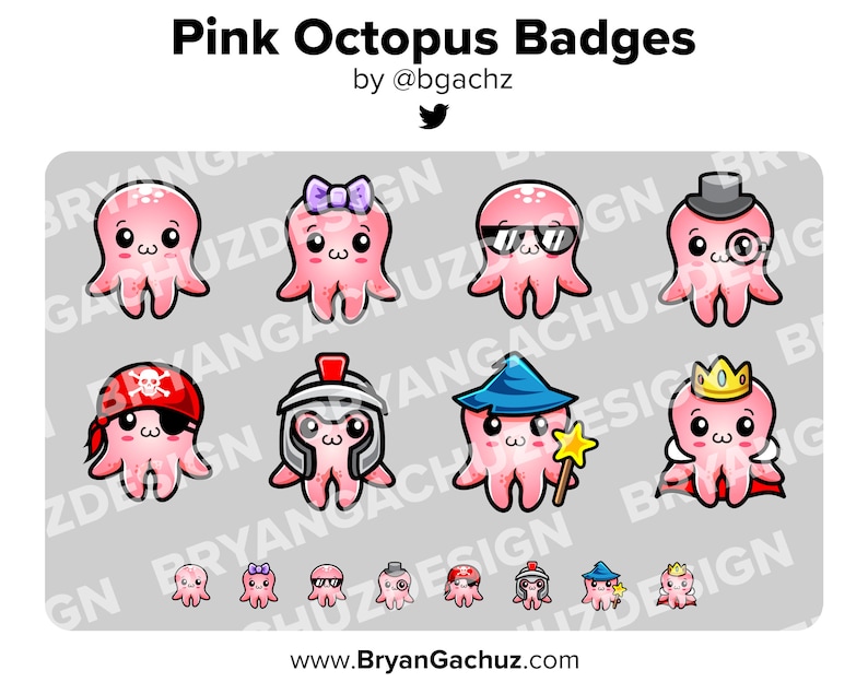 Octopus Twitch Badges Bit Badges Channel Points Discord Badges Youtube ...