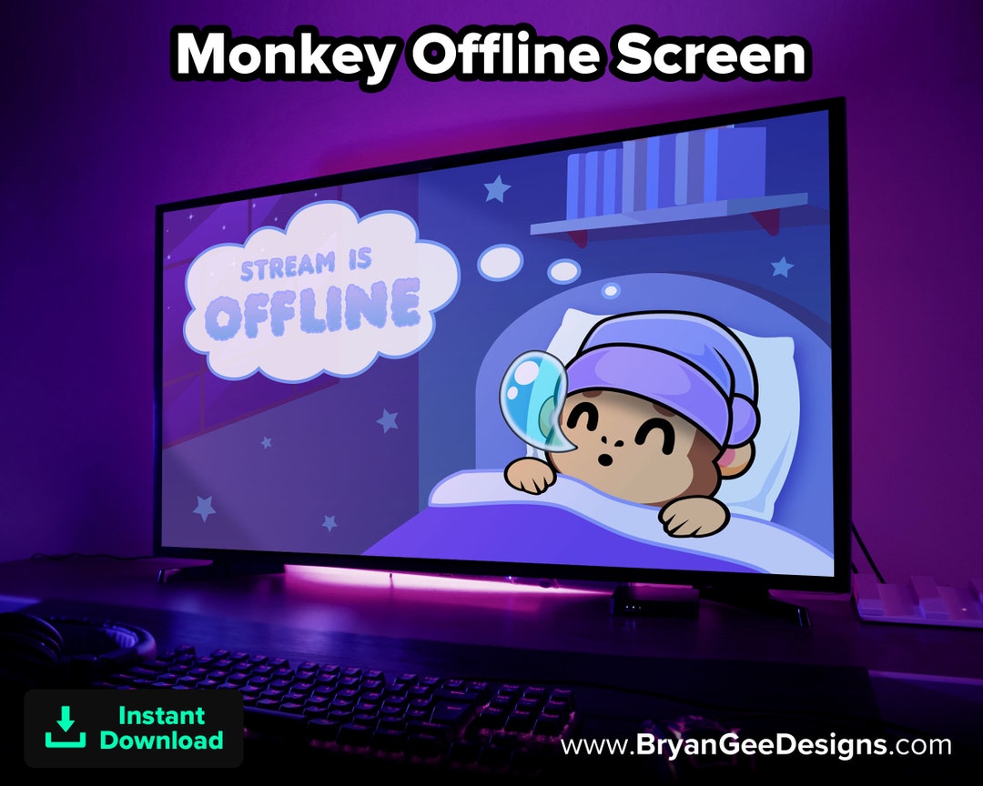 Monkey Twitch Offline Screen Offline Scene, Twitch Graphics, Streamer ...