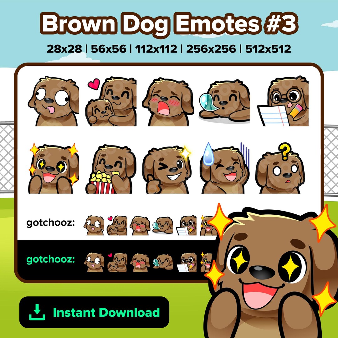Brown Dog Twitch Emotes Derp Hug Gasm Sleep Notes Study Wow Popcorn ...