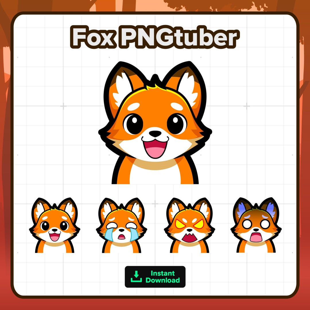 Fox Pngtuber Model | Reactive Fox Pngtuber | Fox Avatar | PNG Vtuberfor ...