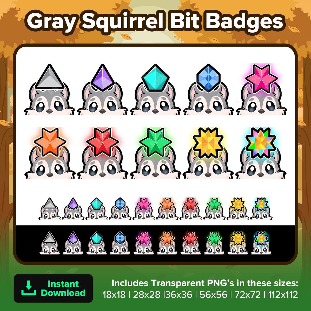 Gray Squirrel Bit Badges | Twitch Bits Badges | Bits | Gray Squirrel ...