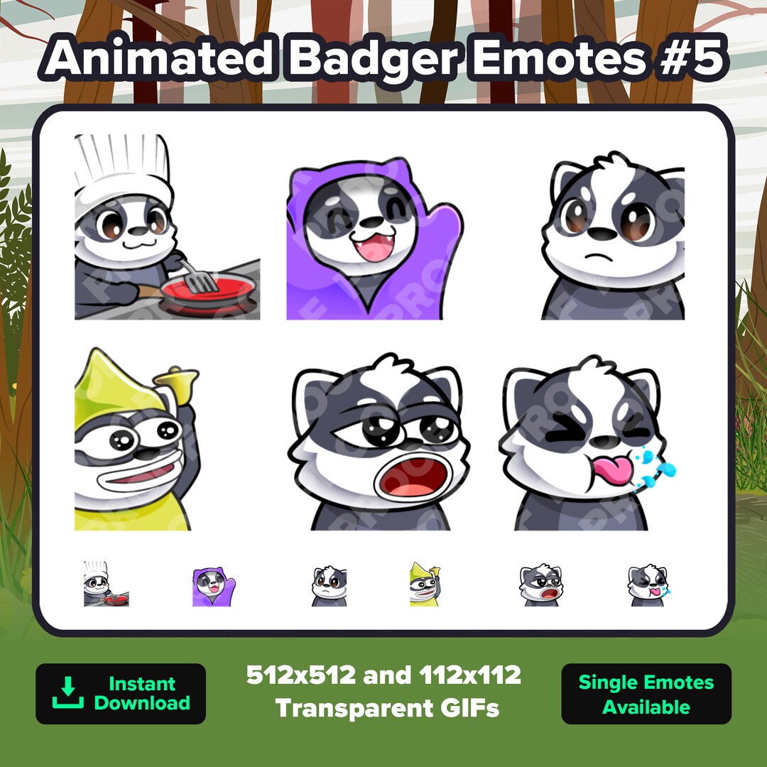 Animated Badger Twitch Emotes Let Them Cook Blankie Salute Dinkdonk ...