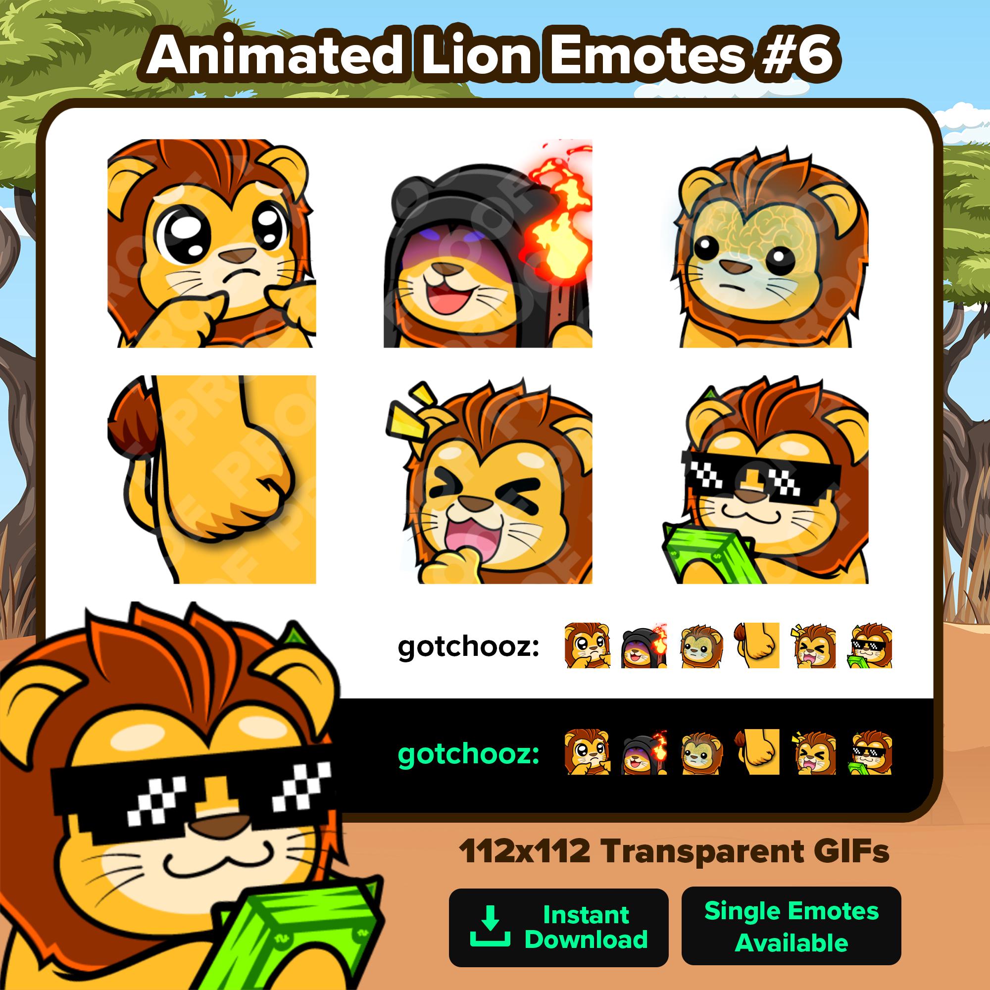 Animated Lion Emotes Pack #6 | Shy, Cult, Big Brain, Rage Fist ...