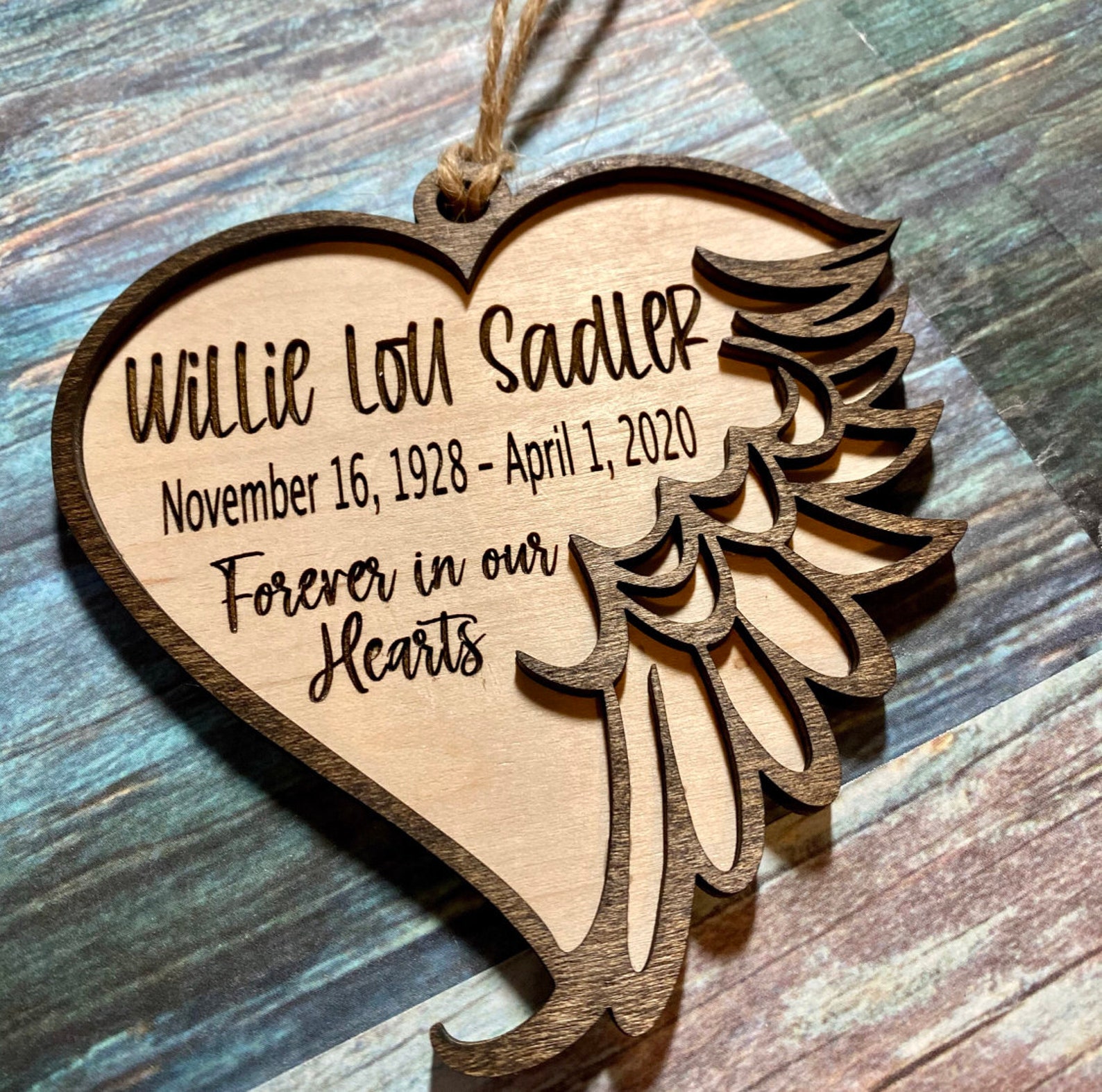 Customized Personalized Wood Memorial Ornament - Etsy