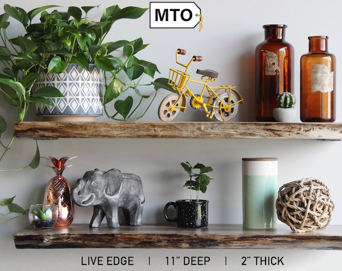 Custom Size Floating Wooden Shelves With Brackets Hardware Included ...