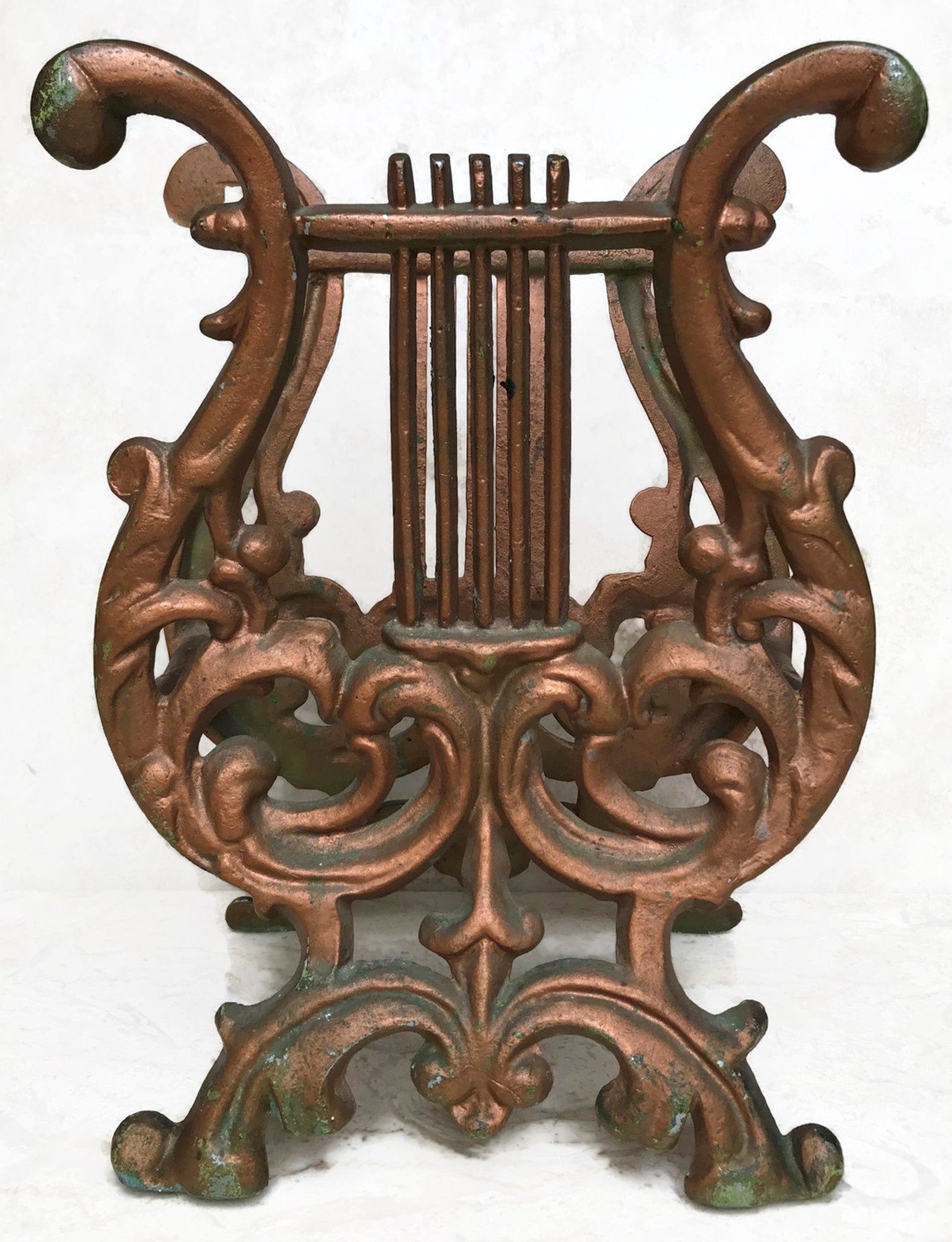 Vintage Cast Metal Harp Lyre Music Newspaper Magazine Holder - Etsy