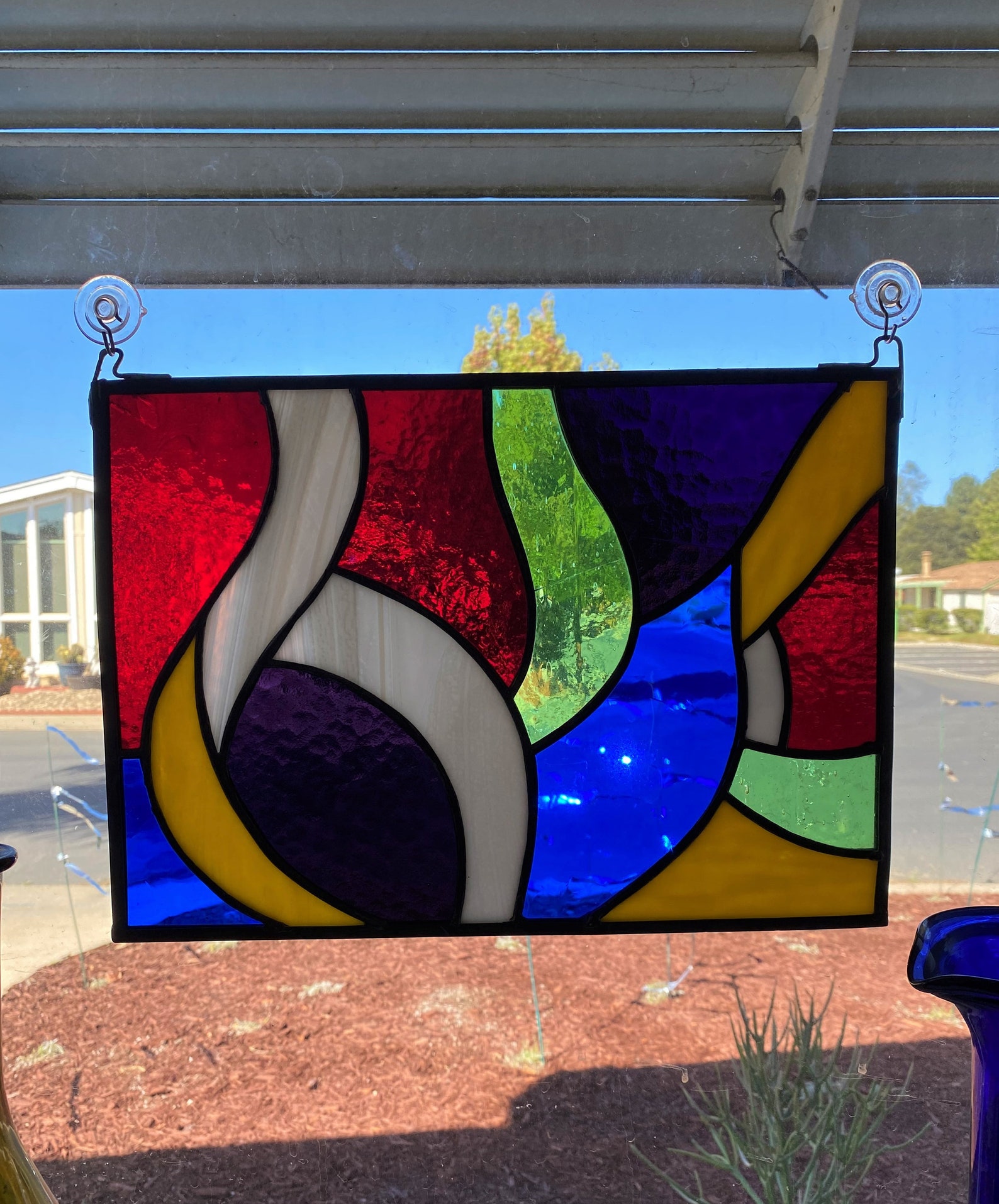 Stained Glass Window Pane Art Glass Vintage Multi-color Sun - Etsy