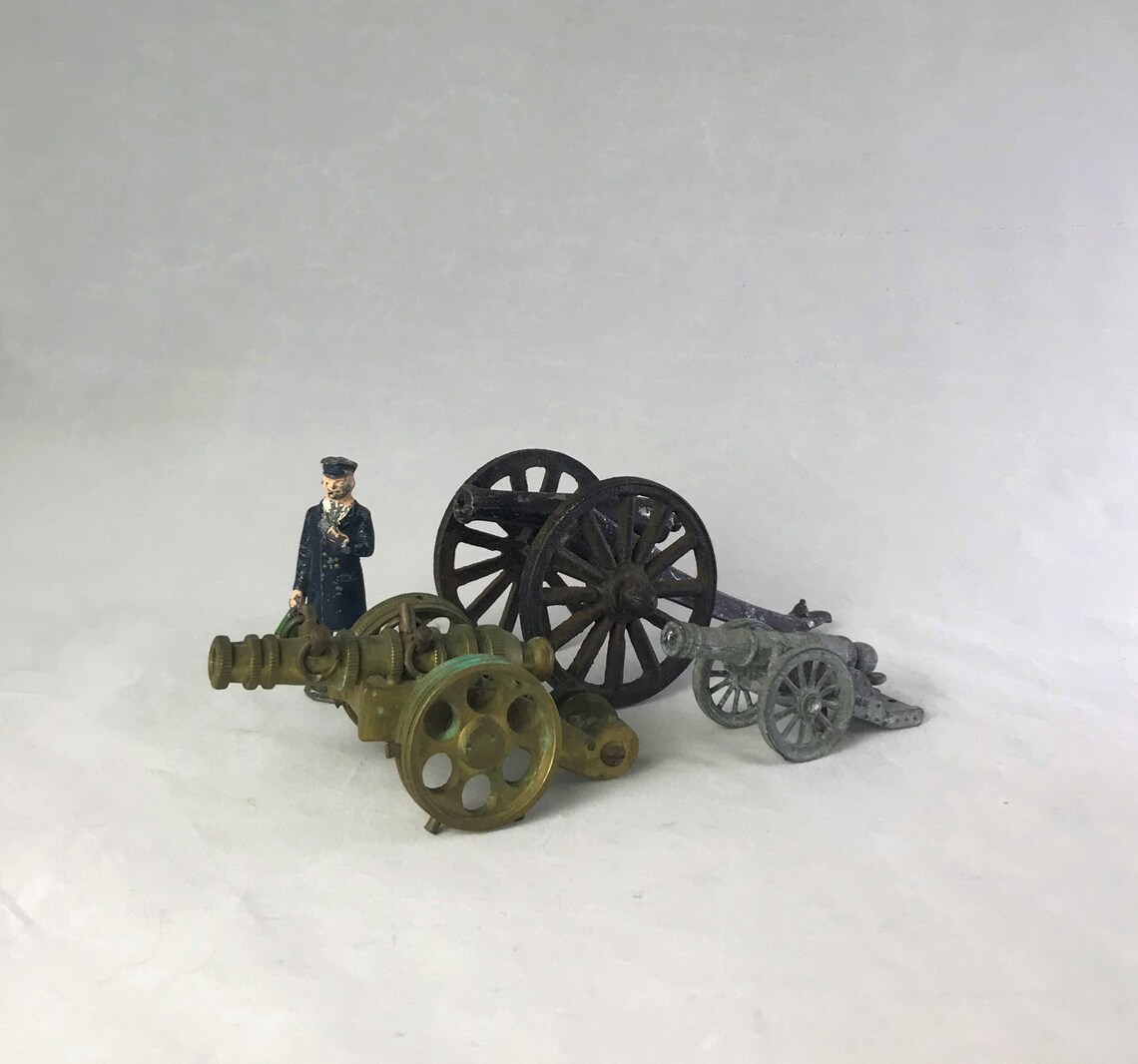 Vintage Miniature Cannon Set Cast Iron Cannon Brass Cannon | Etsy