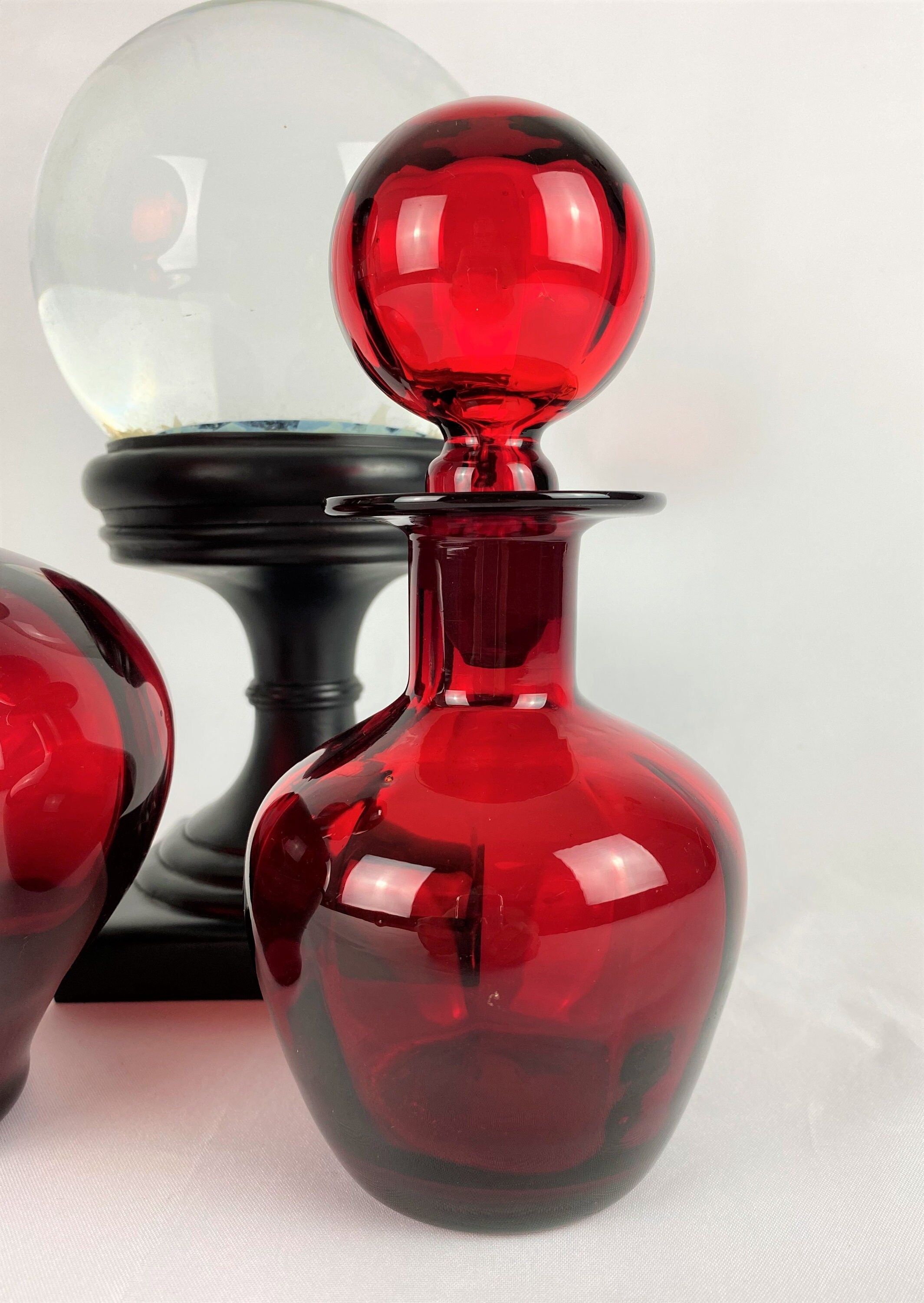 Rainbow Glass Co. Vintage Ruby Red, 1970s Art Glass Decanter Set of 2 ...