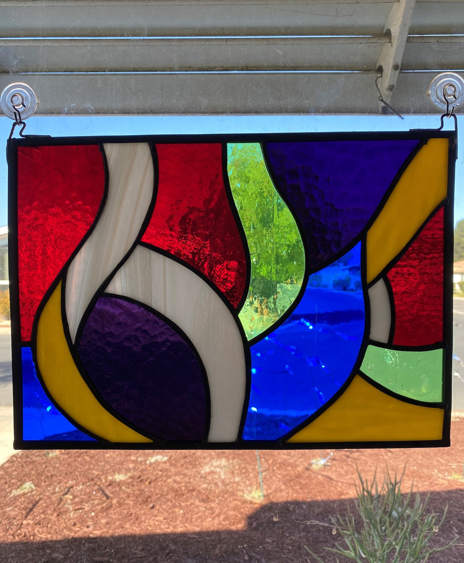 Stained Glass Window Pane Art Glass Vintage Multi-color Sun - Etsy