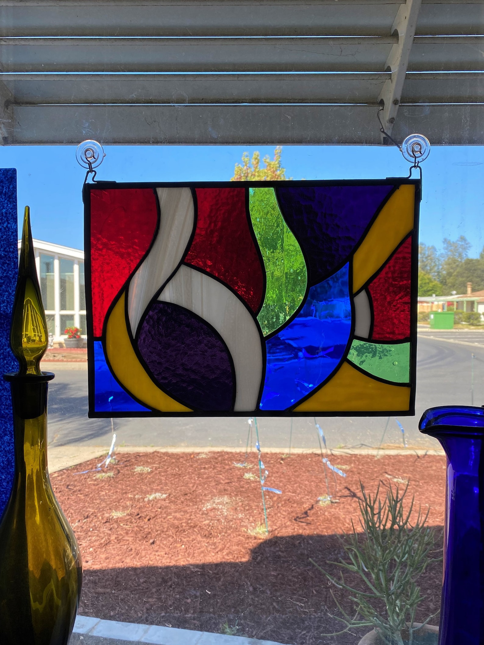 Stained Glass Window Pane Art Glass Vintage Multi-color Sun - Etsy