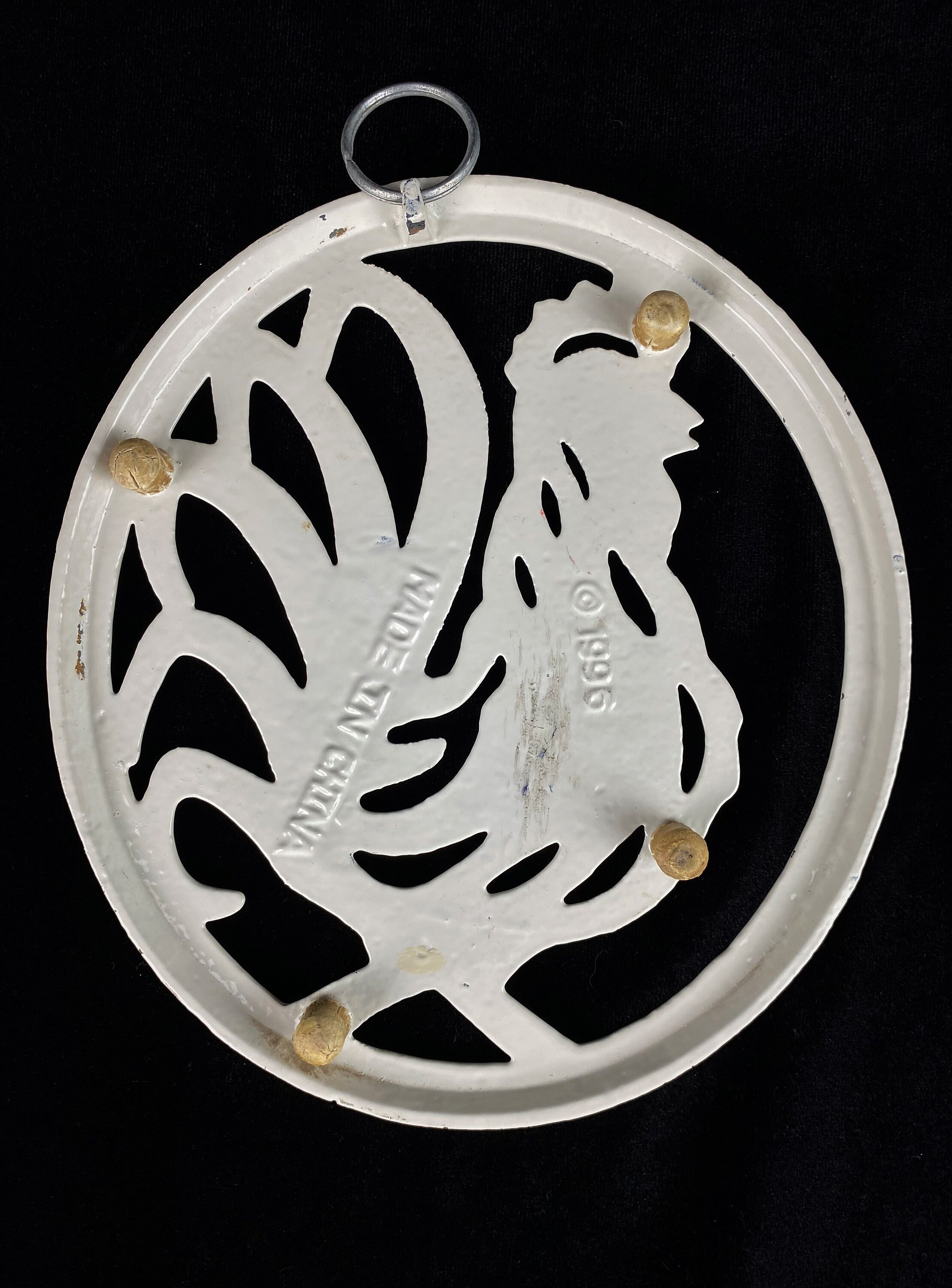 Trivet Cast Iron Rooster Vintage Trivet, White Enamel Trivet, Rustic ...