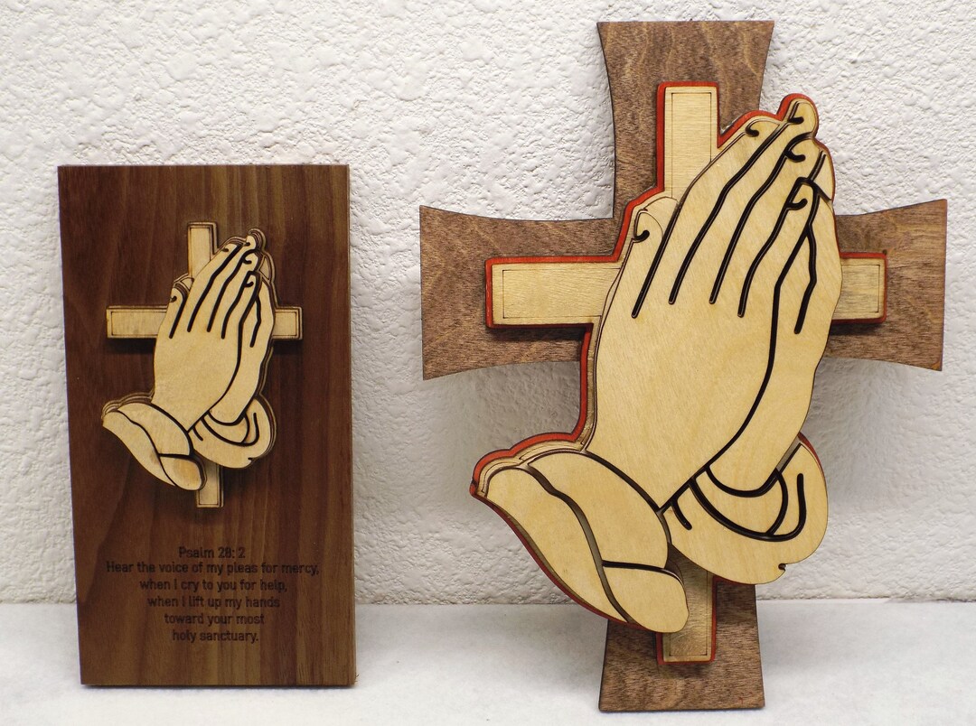 Multi Layer Praying Hands on Cross - Etsy