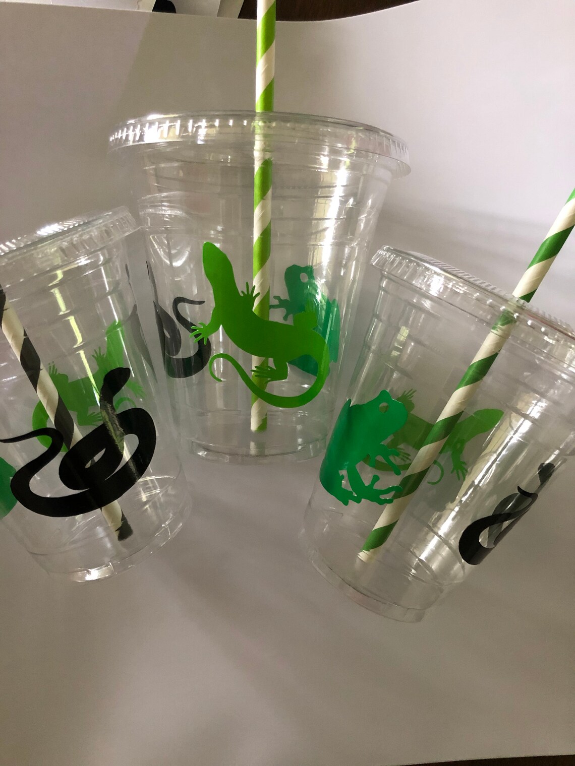 Reptile Party Cups 12oz Disposable Cup With Lid and Straw - Etsy